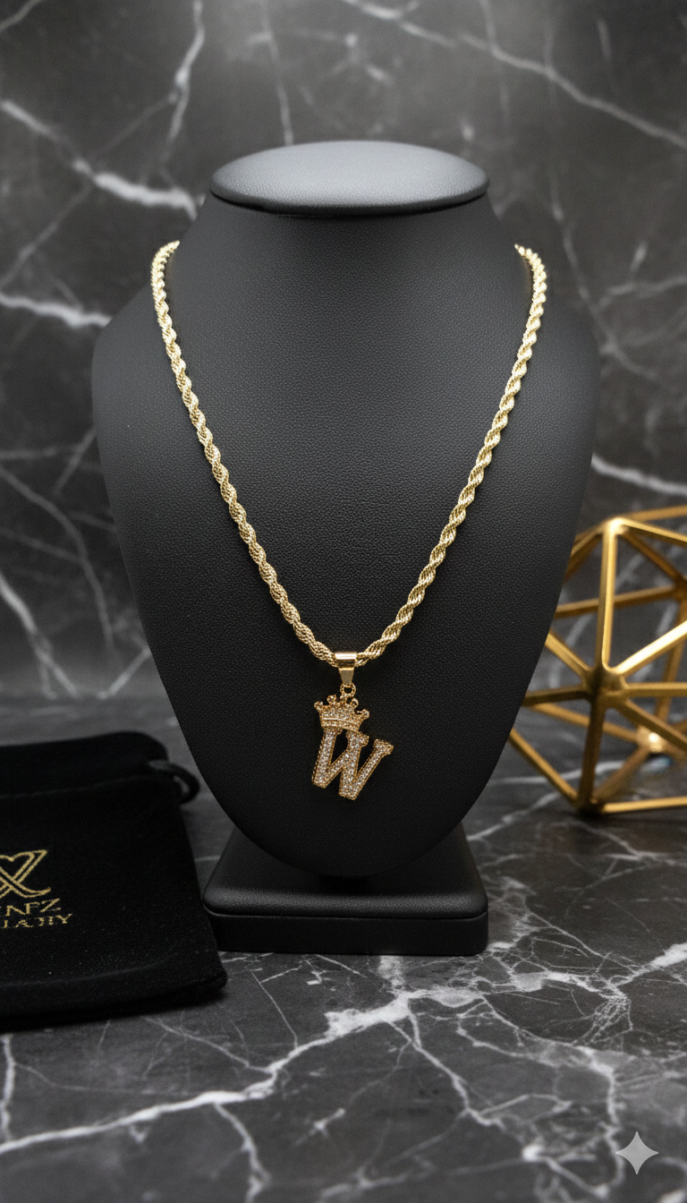 Cadena Rope Crown Inicial “W” - Los hermanos Mojica