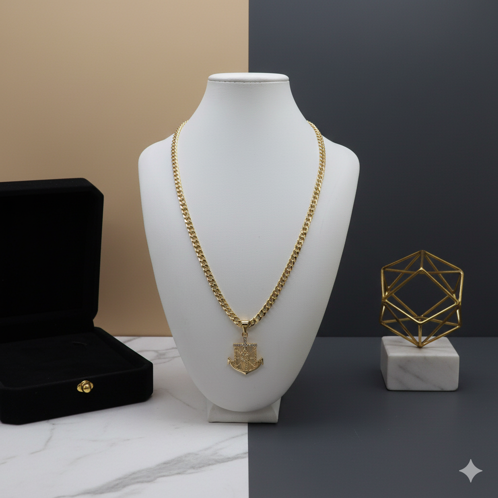 Cadena Dorada con Dije de Ancla y Timón – Estilo Marino - Los hermanos ...